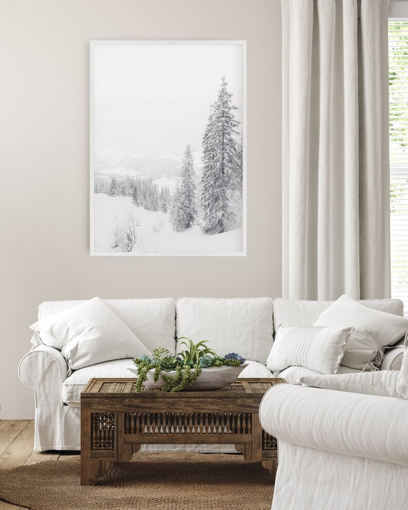 Snowy Forest Print, Snow Covered Trees Wall Art, Winter Wall Art ...