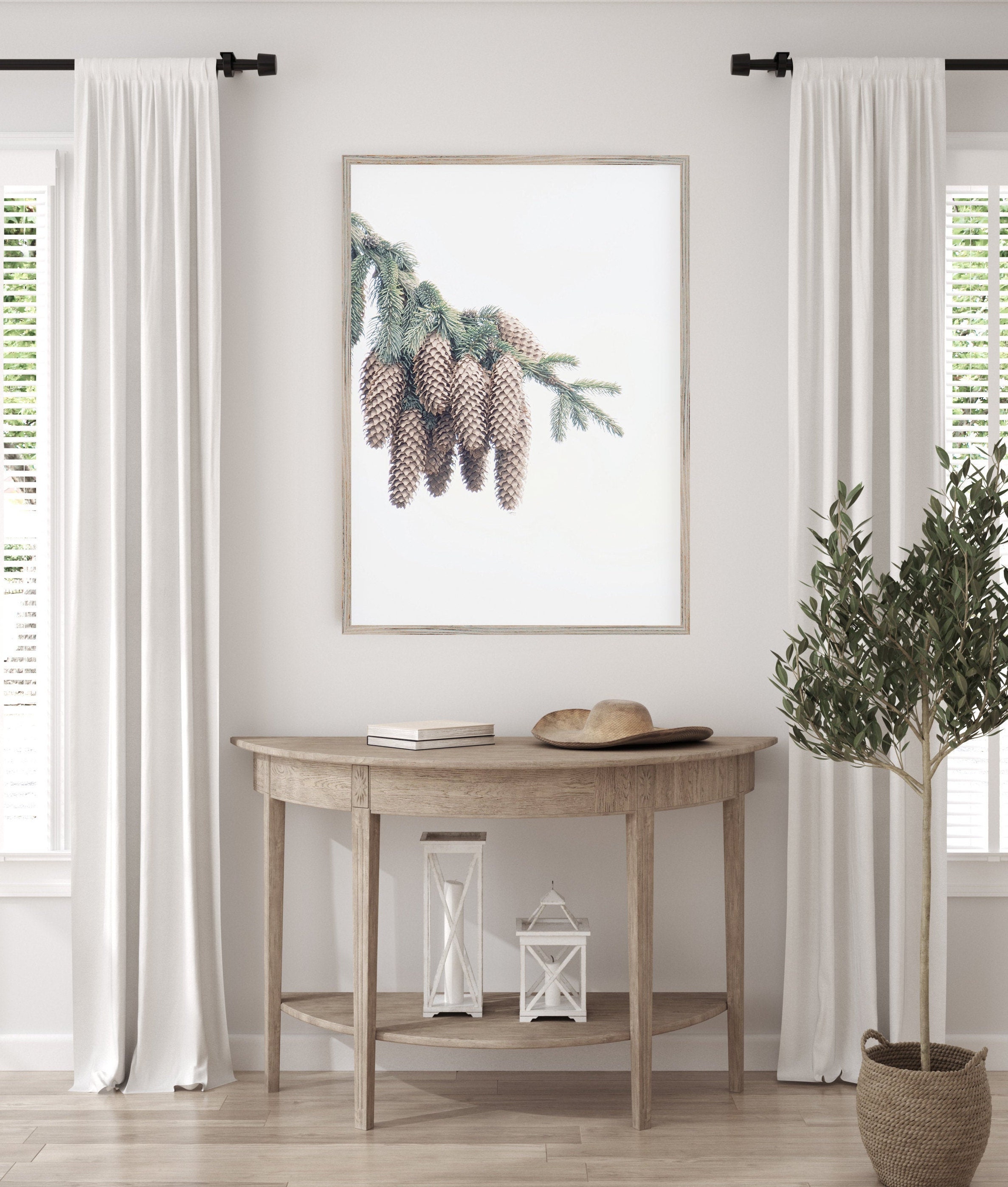 Pine Cone Print, Rustic Decor, Christmas Wall Art, Pinecone Home Decor ...