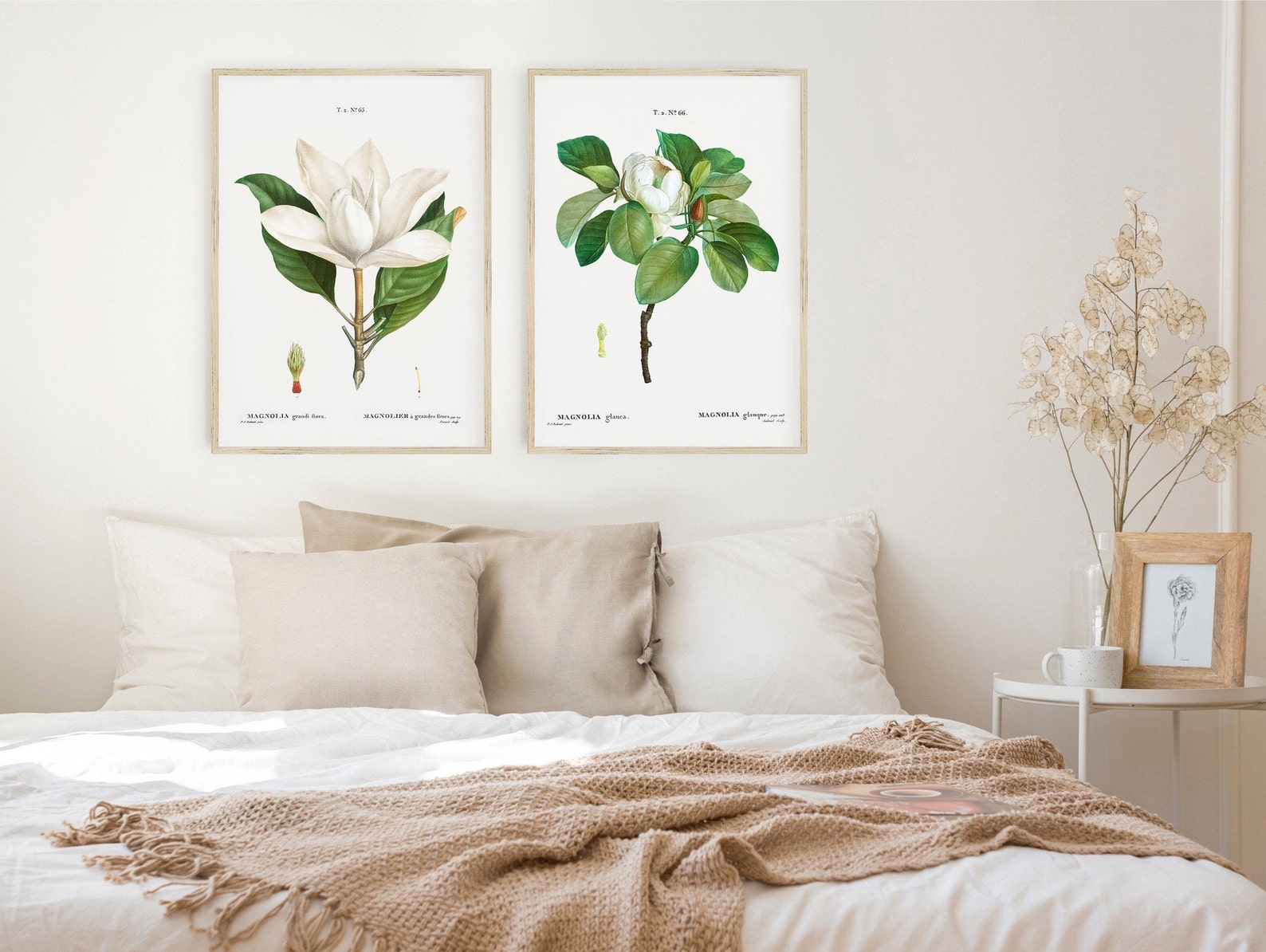Magnolia Print Set of 2 Vintage Magnolia Printable Living | Etsy