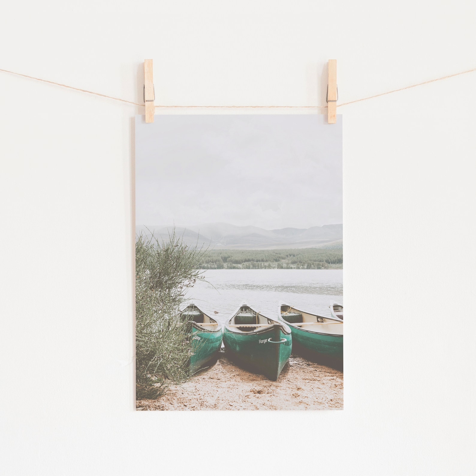 Canoe Wall Art for Lake House Decor, Mountain Lake Print, Canoe Wall ...