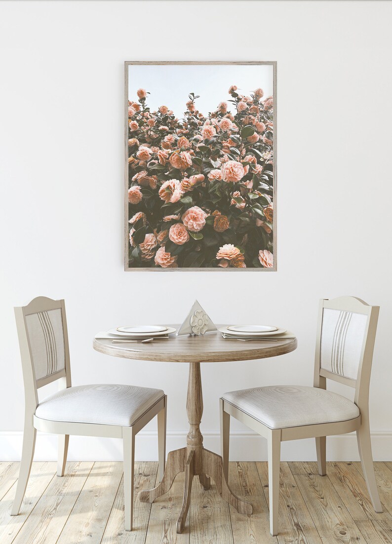 Farmhouse Floral Print, Pink Wall Art, Camellias Flower Art, Floral ...