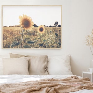 Sunflower Print, Sunflower Poster, Floral Wall Art, Boho Farmhouse ...
