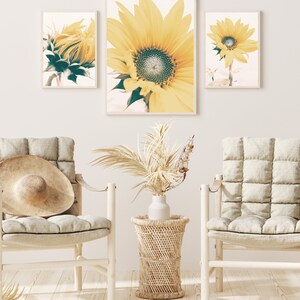 Boho Farmhouse Print Set, Set of 3 Prints, Floral Print Set, Sunflower ...