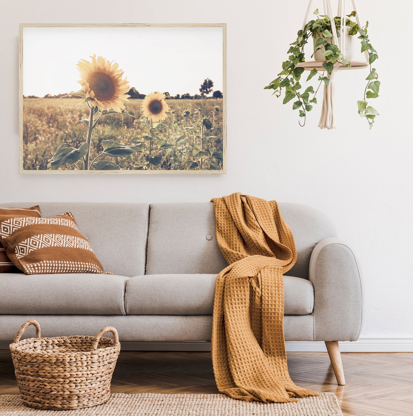 Sunflower Print, Sunflower Poster, Floral Wall Art, Boho Farmhouse ...
