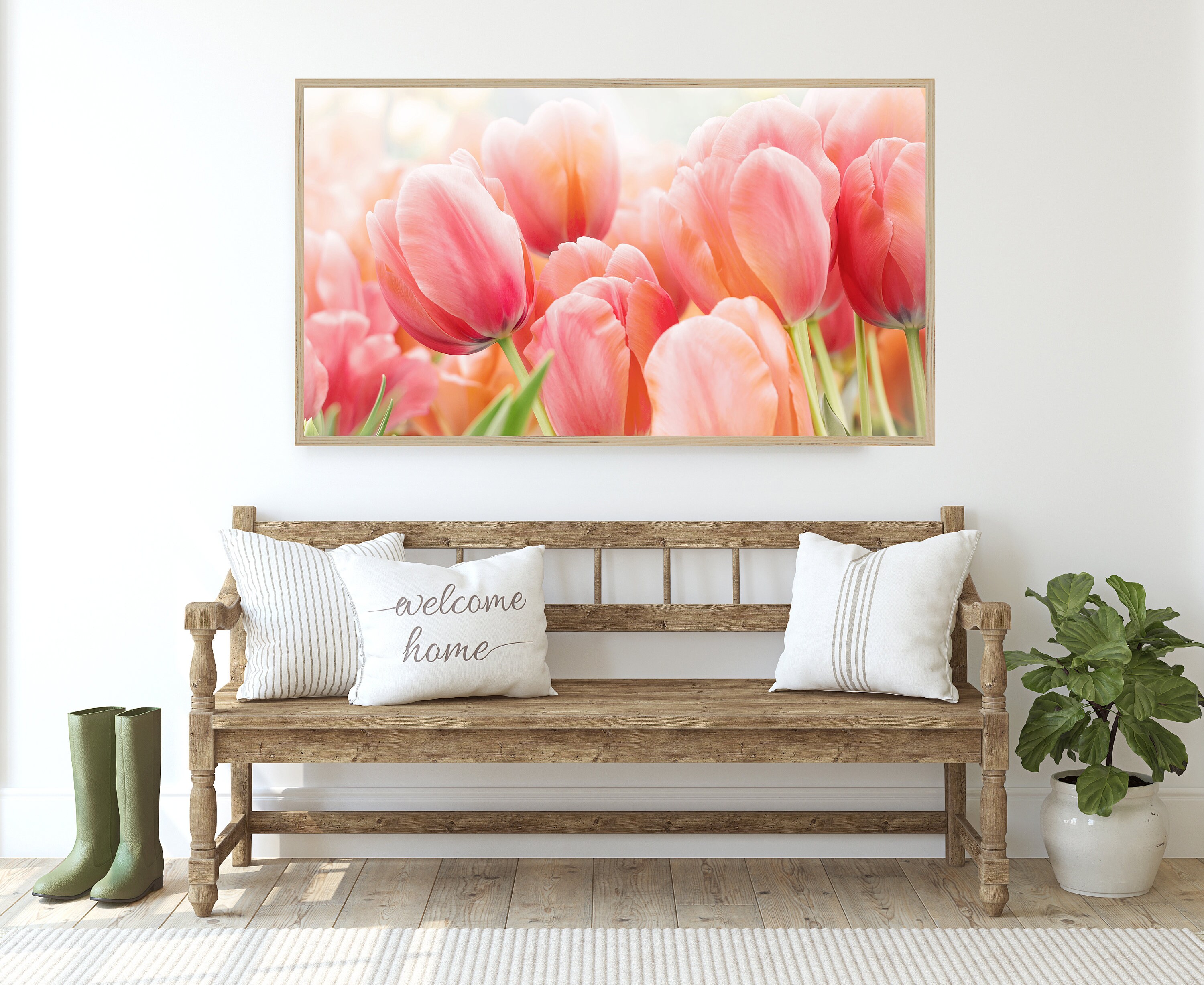 Samsung Frame TV Art Pink Tulips Photo Farmhouse Floral - Etsy
