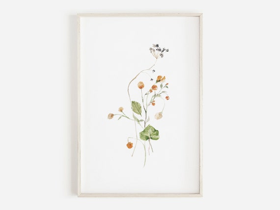 Floral Farmhouse Art Watercolor Flower Print Wildflower Wall | Etsy