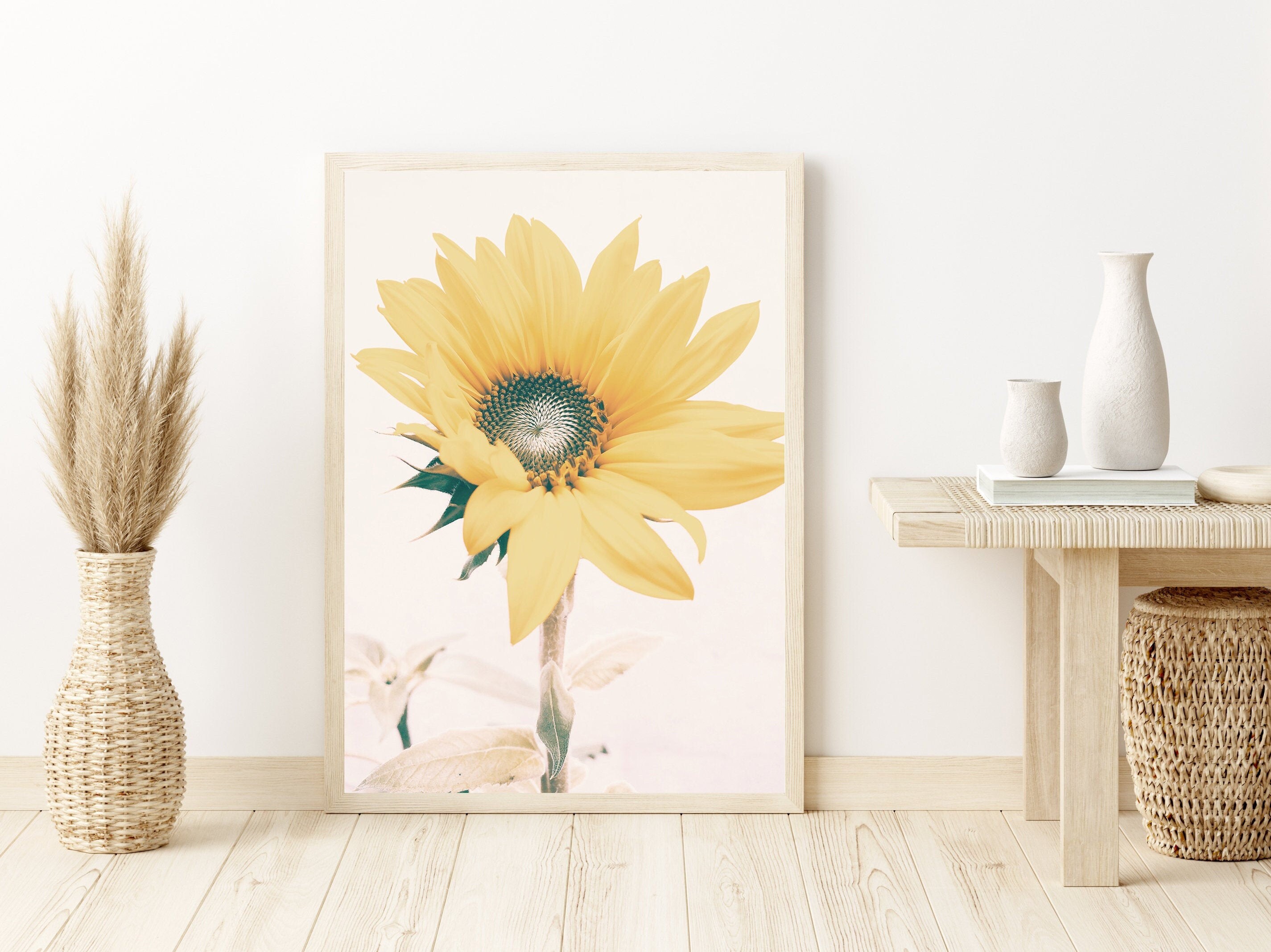 Boho Sunflower Print, Floral Art Print, Wild Flower Decor, Floral Wall ...