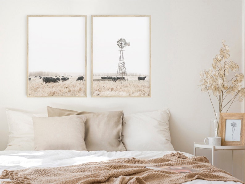 Modern Farmhouse Windmill Print Set of 2 Wall Art Prints - Etsy