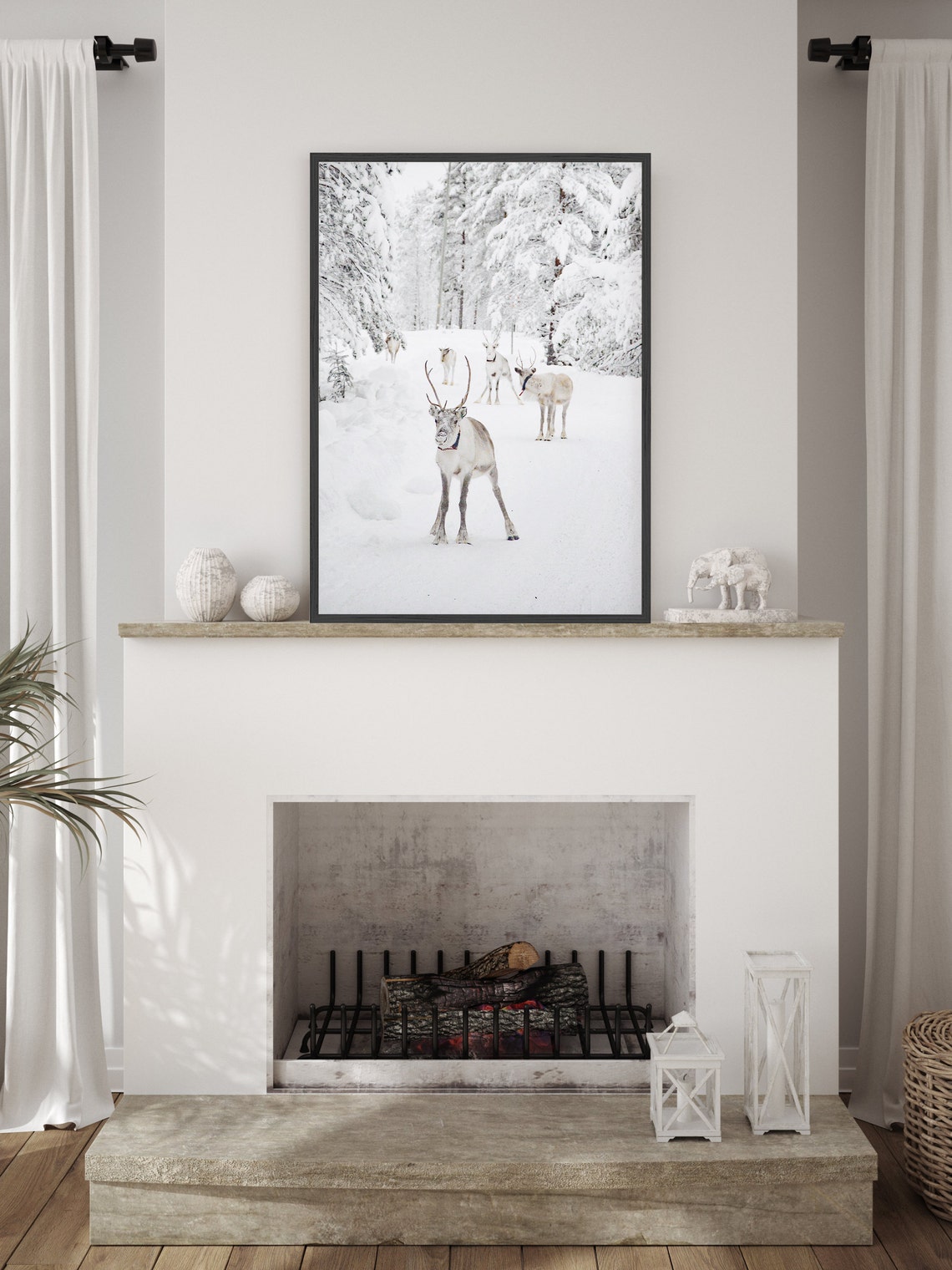 Reindeer Print, Farmhouse Decor, Christmas Print, Rustic Christmas ...