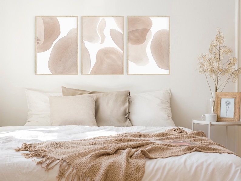 Neutral Watercolor Wash Wall Art, Set of 3 Prints, Boho Gallery Set ...