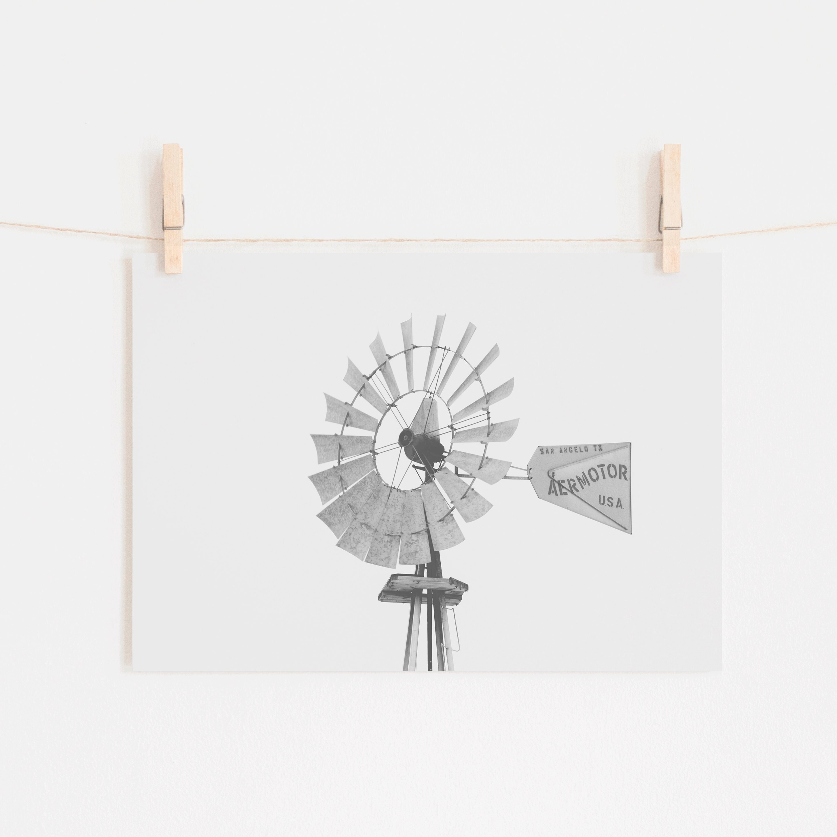 Windmill Print, Modern Farmhouse Decor, Windmill Print Landscape ...