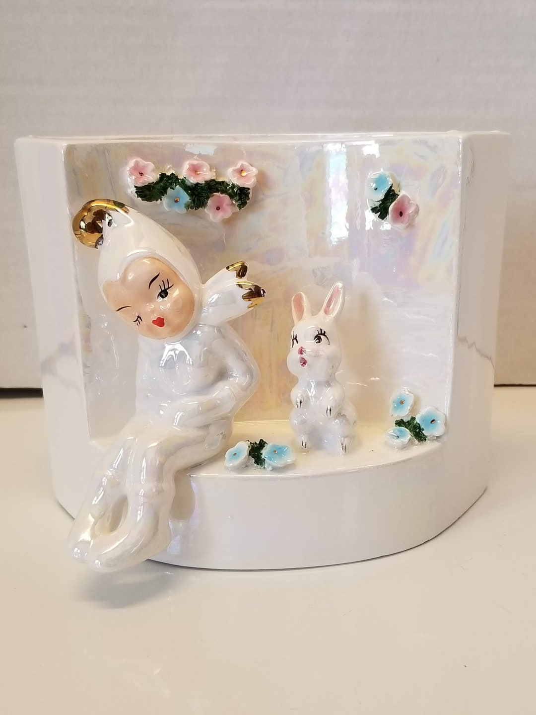 Lefton Pixie Planter, Lefton 50480, Lefton Iridescent Pixie Planter ...