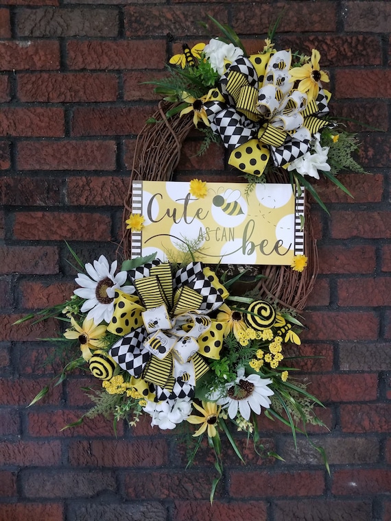 Bee Wreath Bee Decor Bee Wreath for Front Door Bumble Bee - Etsy