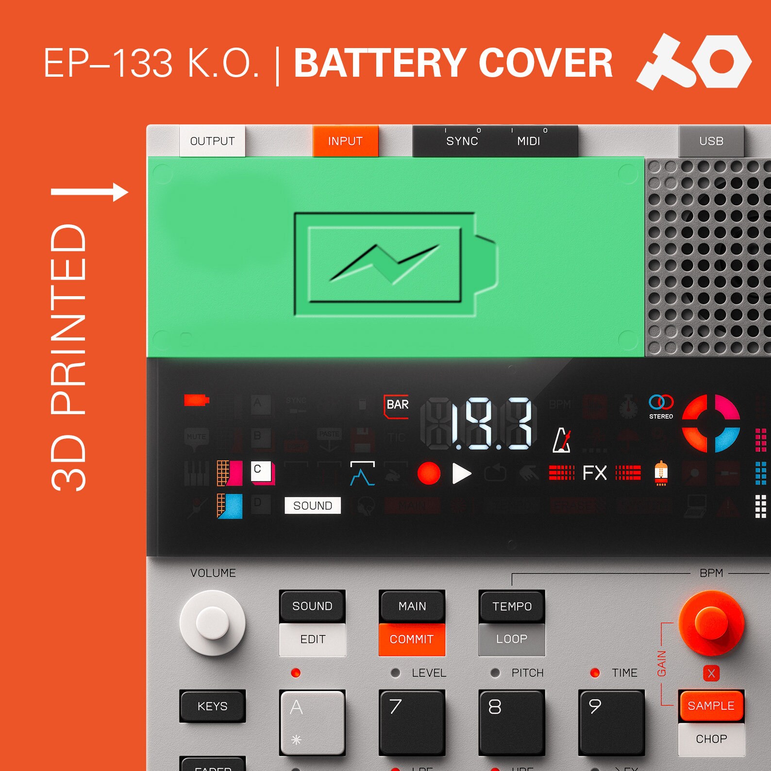 Customizable 3d-printable Battery Cover for Teenage Engineering EP133 K ...
