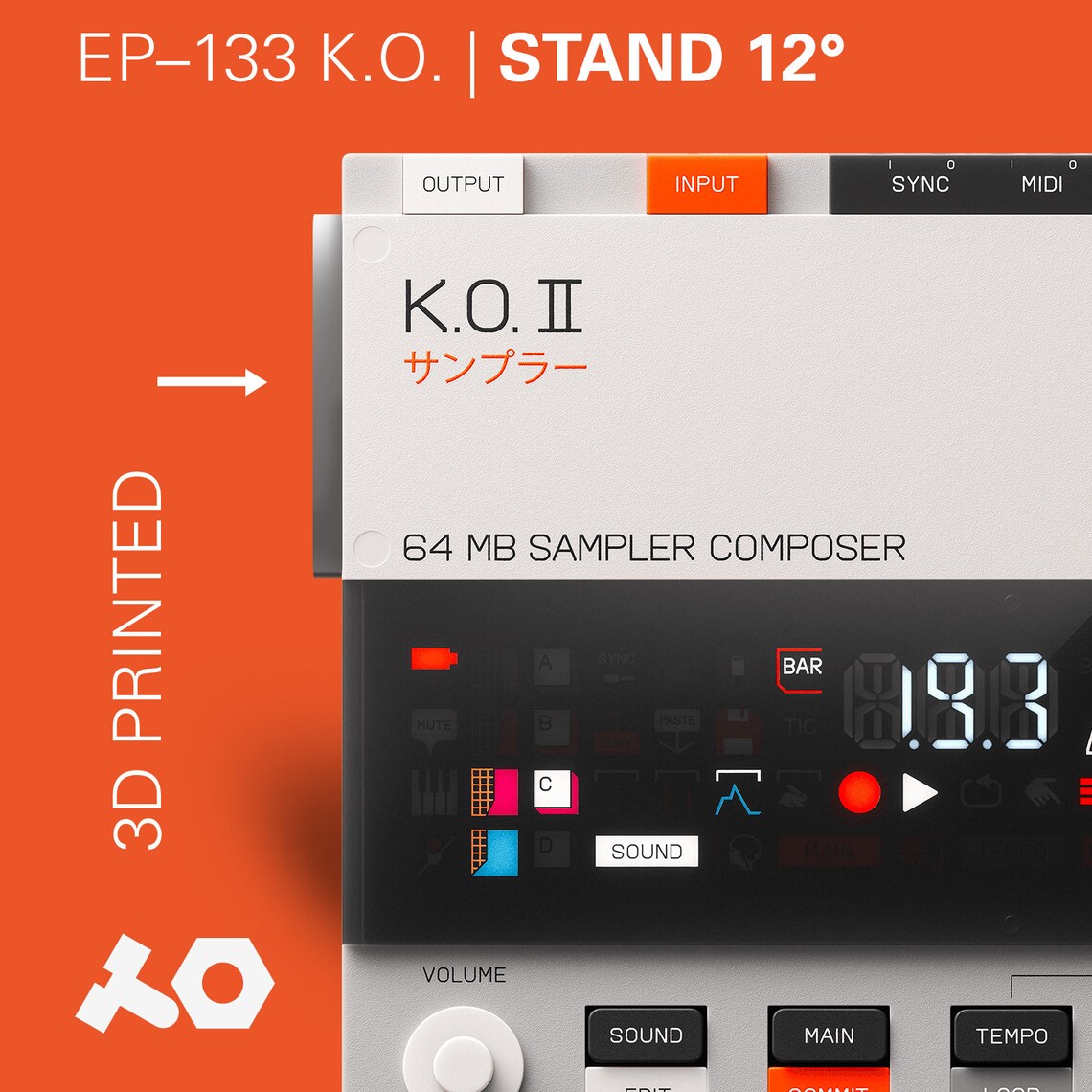 Customizable Stand 12 for Teenage Engineering EP133 K.O. 2 Printable ...