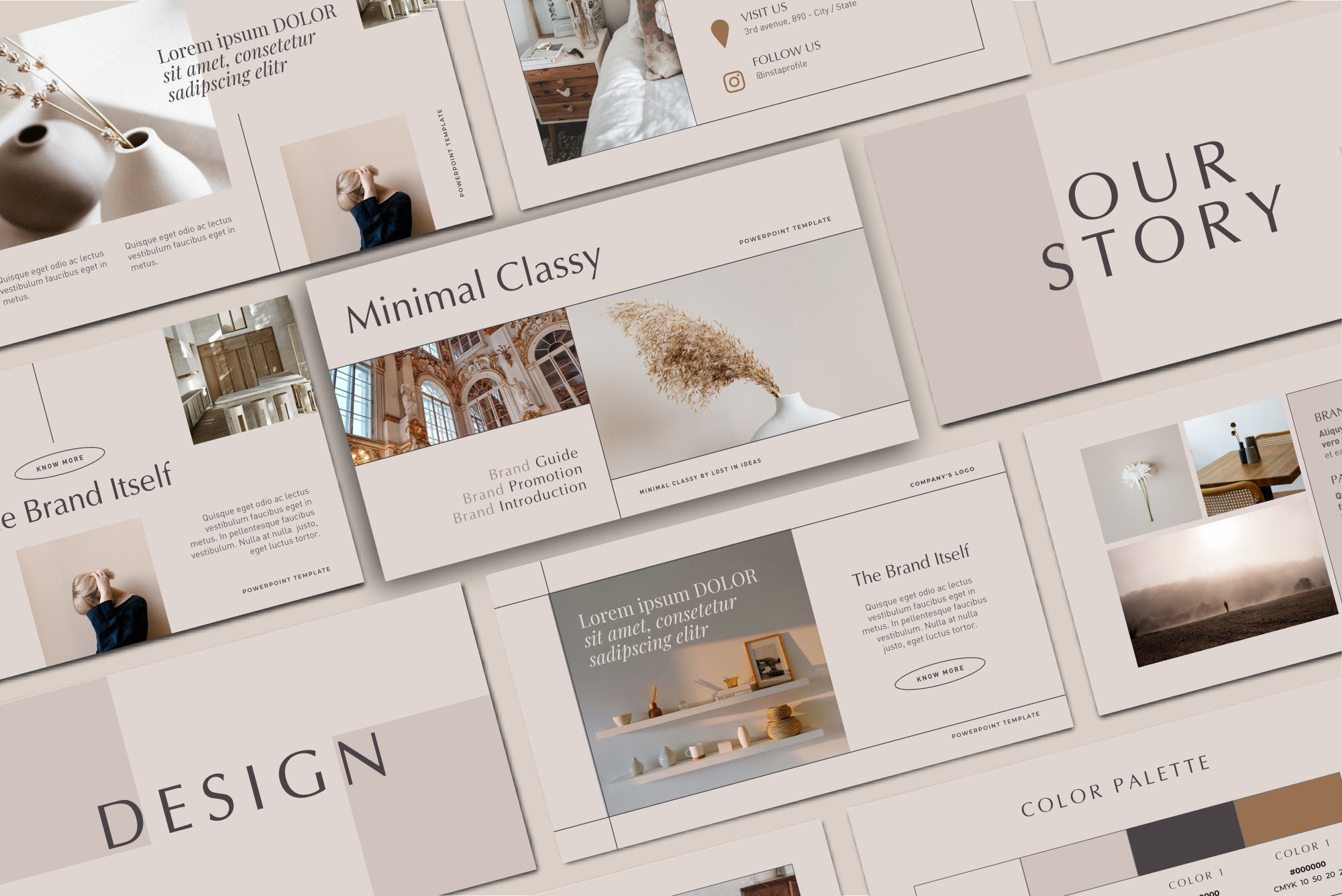 Minimal Classic Powerpoint Template, Company Brand Presentation Template With Neutral Colors ...