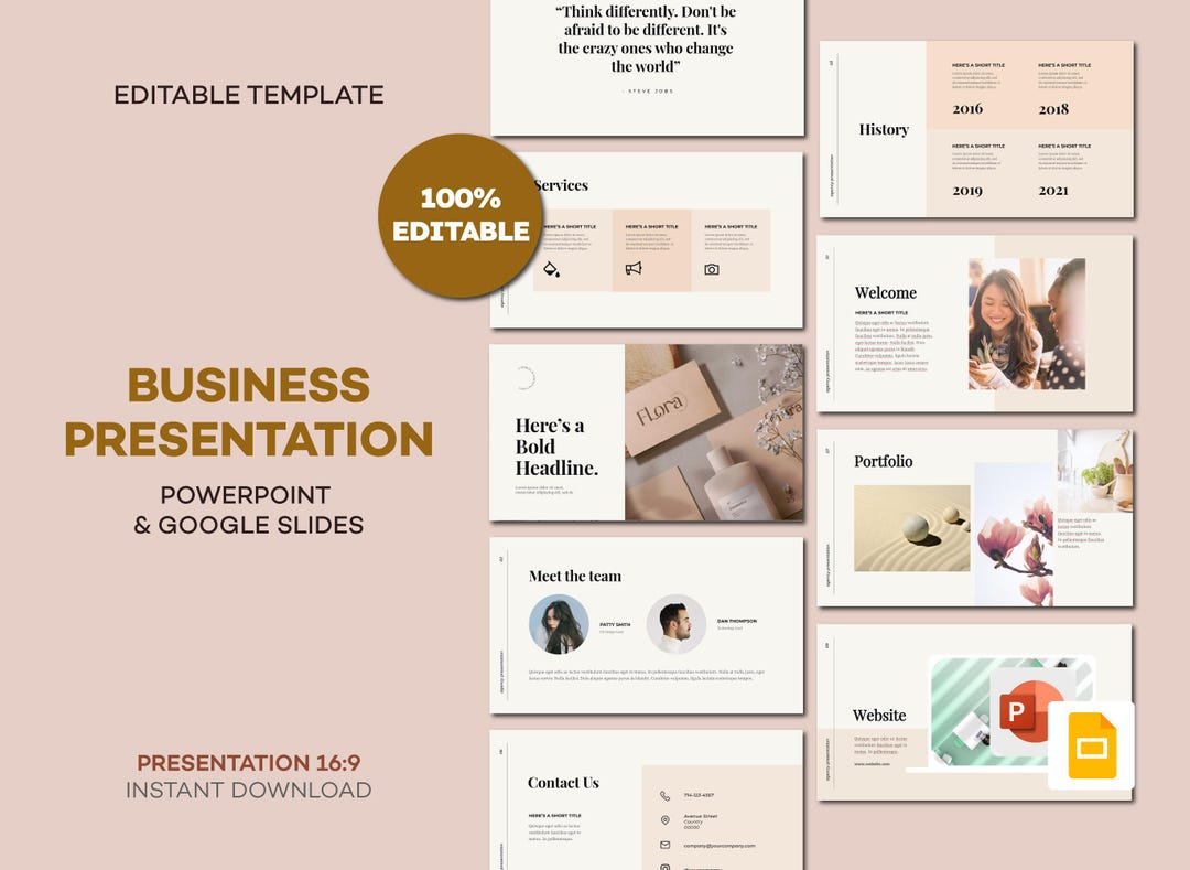 Flora – Minimal Boho Powerpoint & Google Slides Brand Presentation ...