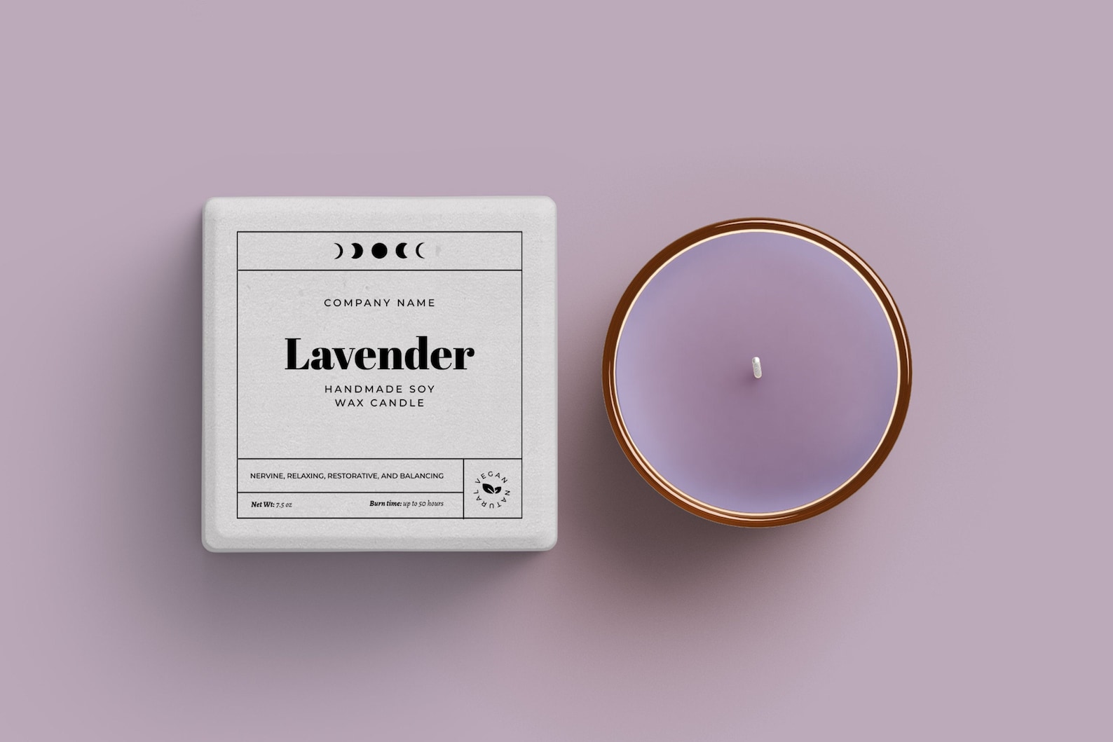 DIY Candle Label Editable Template, Branding Packaging, Minimal Moon ...