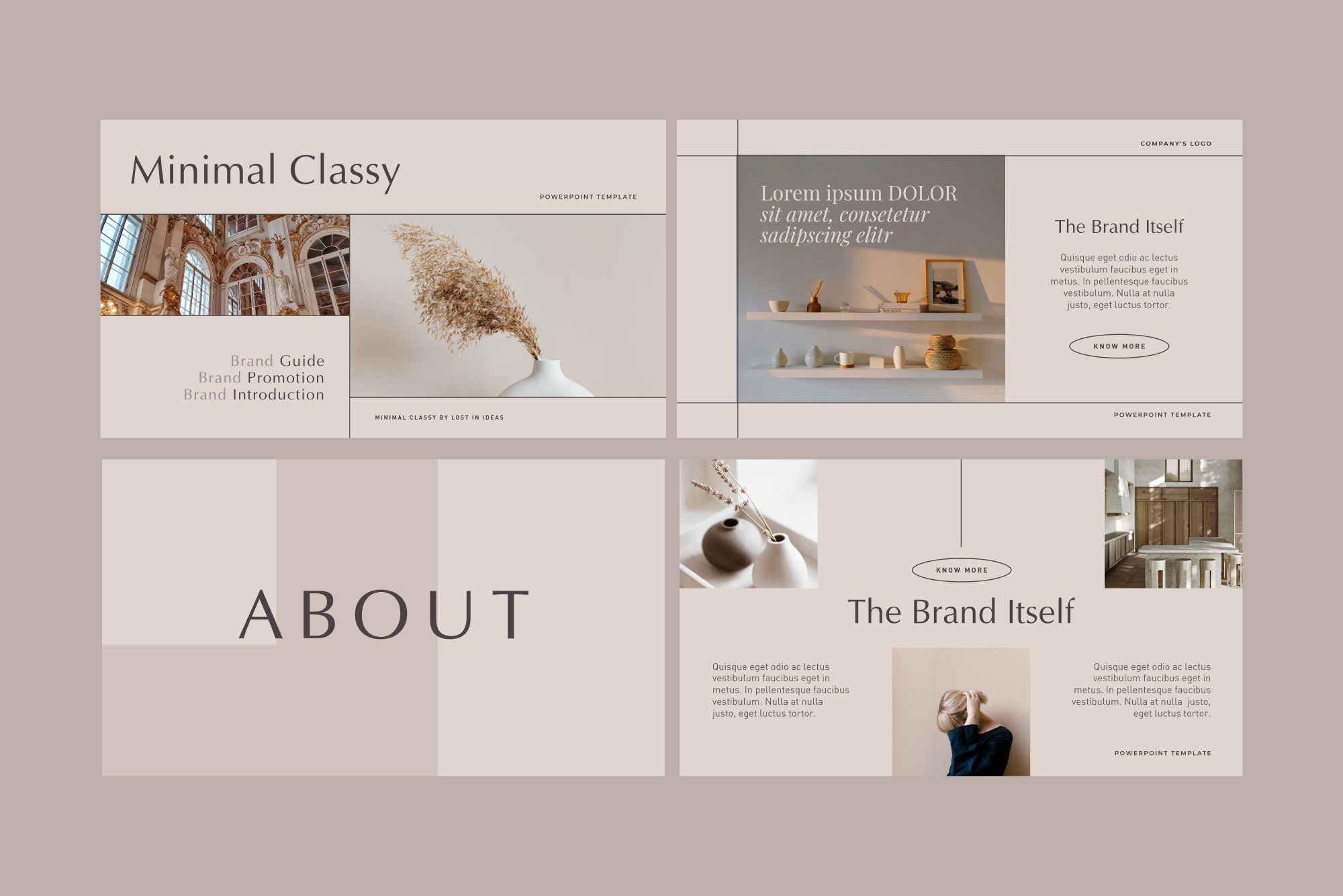 Minimal Classic Powerpoint Template, Company Brand Presentation Template With Neutral Colors ...