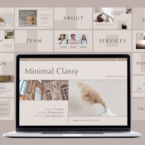 Minimal Classic Powerpoint Template, Company Brand Presentation Template With Neutral Colors ...
