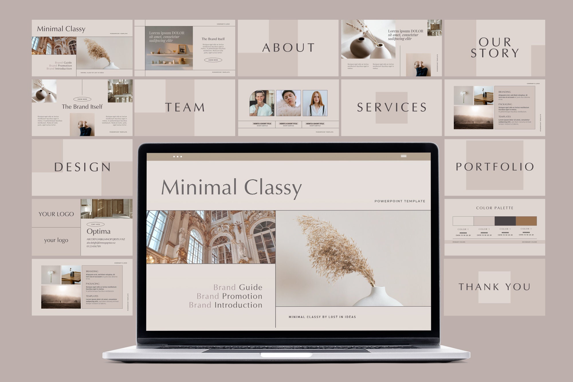 Minimal Classic Powerpoint Template, Company Brand Presentation ...