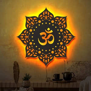 Om Mandala Neon Sign, Om Light Sign, Mandala Led Sign, Sacred Geometry ...