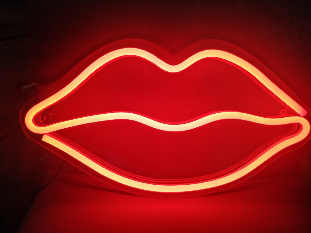 Neon Sign Lips, Neon Sign Kiss, Lips Neon Light, Love Neon Sign, Pink ...