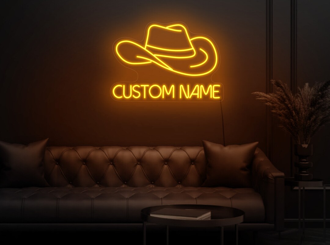 Cowboy Hat With Name Sign, Cowboy Hat Neon Sign, Personalized Cowboy ...