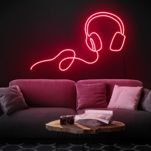 Headphones Neon Sign Headphones Led Sign Headphones Sign - Etsy