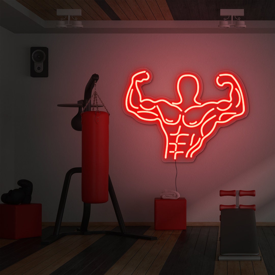 Bodybuilder Neon Sign, Muscle Man Light Sign, Aesthetic Neon Sign, Man ...