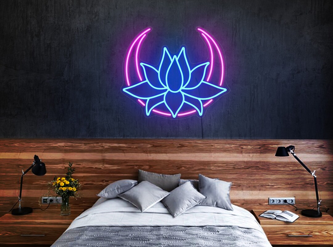 Lotus Neon Sign, Moon Neon Sign, Lotus Flower Neon Sign, Lotus Led Sign ...