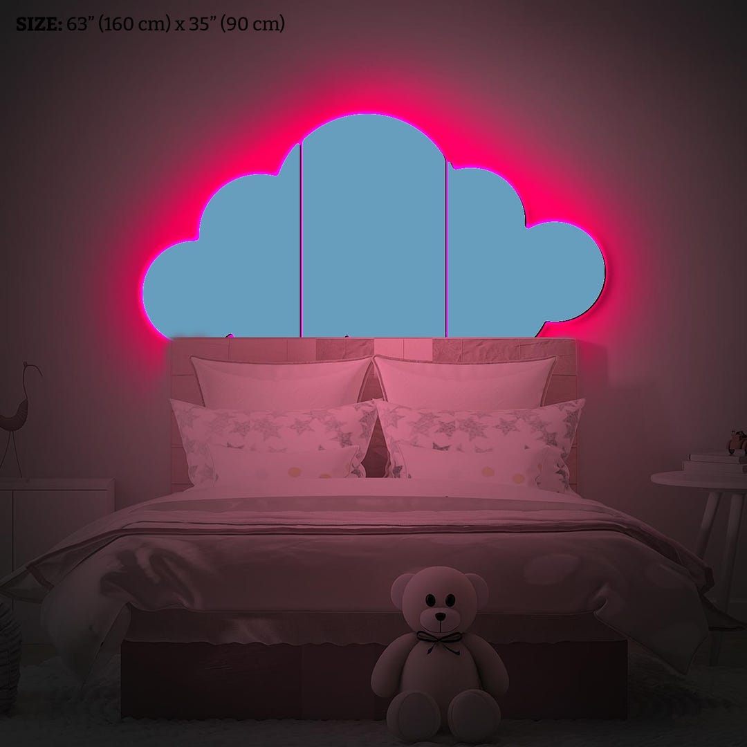 Cloud Headboard Led, Cloud Led Wall Light Panels, Kids Headboard, Cloud ...