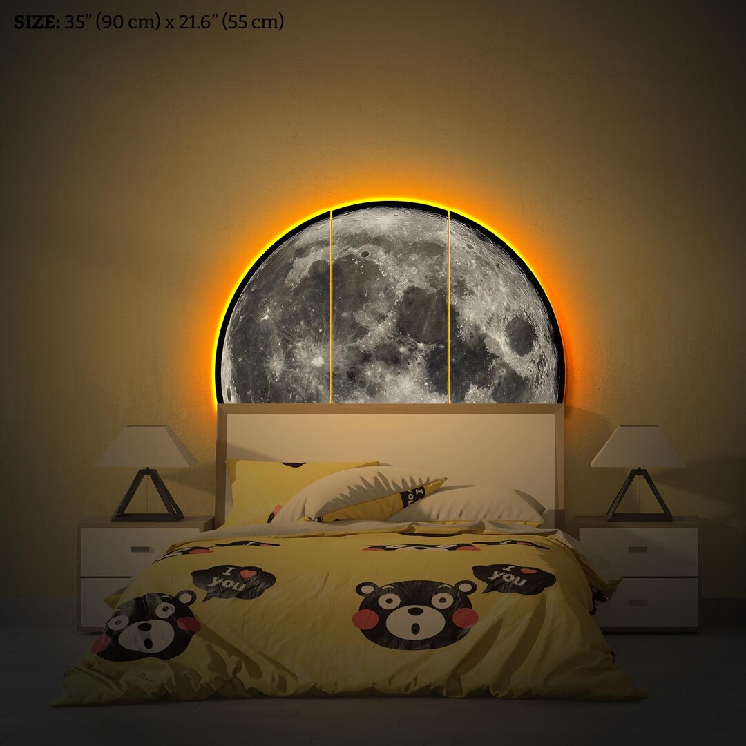 Moon Led Wall Light,moon Light Panels,half Moon Light Decor,moon ...