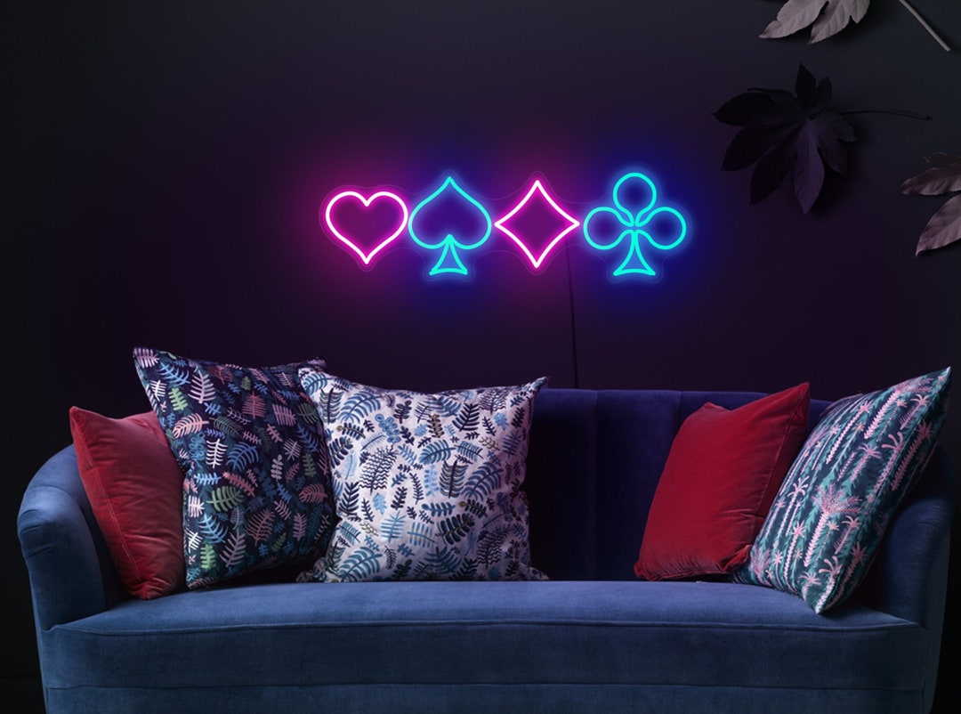 Poker Neon Sign, Playing Cards Neon Sign, Card Neon Sign, Poker Room ...