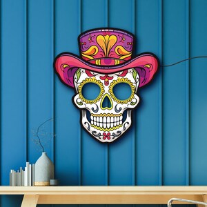 Sugar Skull Led Sign, Sugar Skull Neon Sign, Sugar Skull Decor, Skull ...