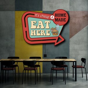 Eat Here Neon Sign, Bar Led Sign, Food Neon Sign, Kitchen Neon Sign ...
