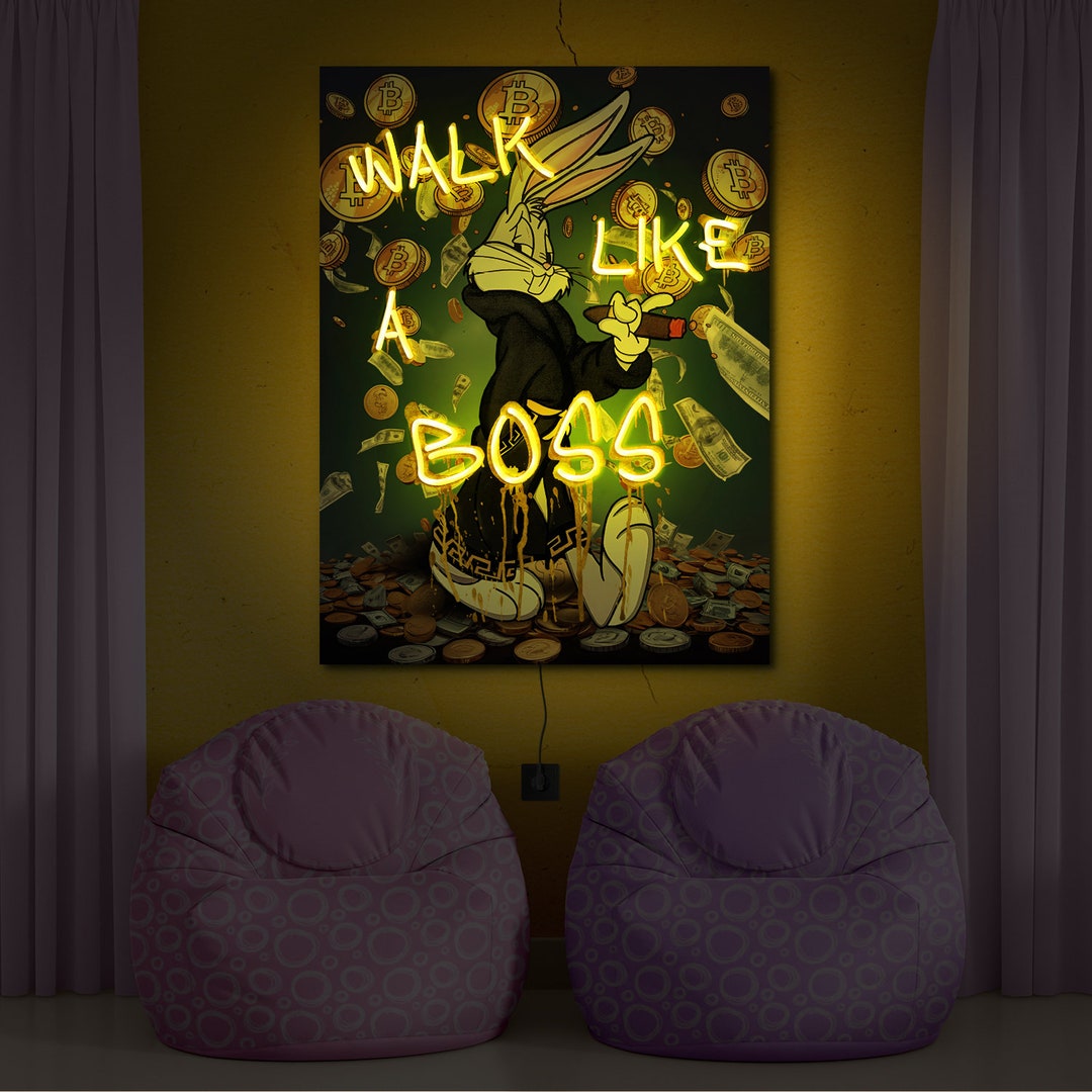 Walk Like a Boss Neon Sign, Money Neon Sign, Dollar Neon Sign, Bitcoin ...