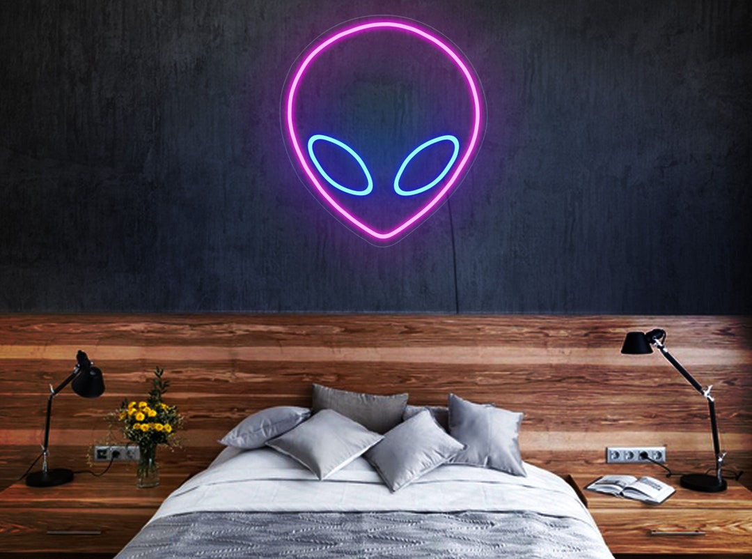 Alien Neon Sign, Alien Led Light, Alien Light Sign, Alien Head Sign ...