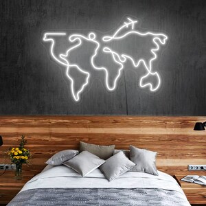 World Map Neon Sign, World Neon Sign, World Map Led Sign, World Map ...