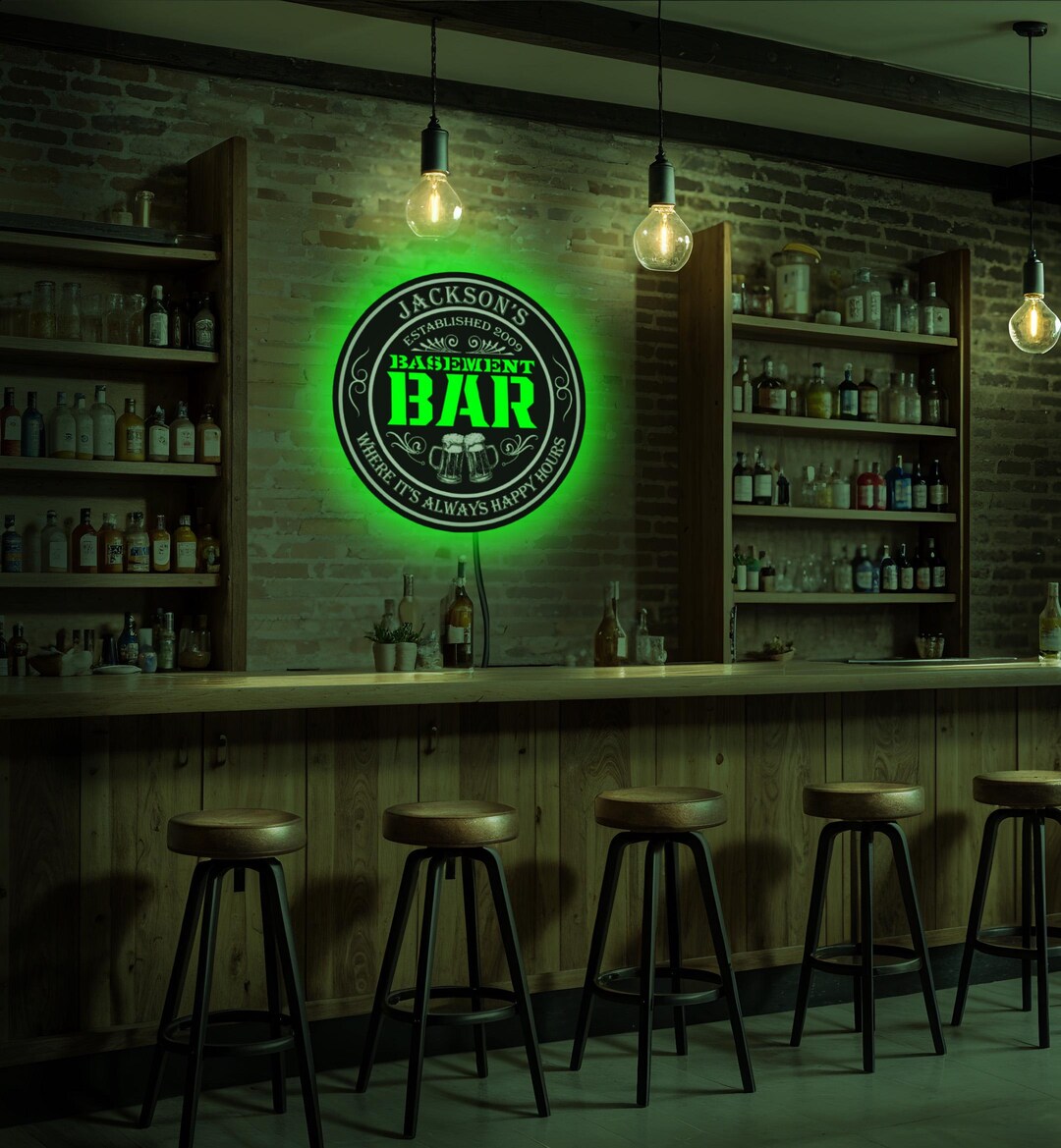 Custom Bar Neon Sign, Personalized Bar Led Sign, Basement Bar Neon Wall ...