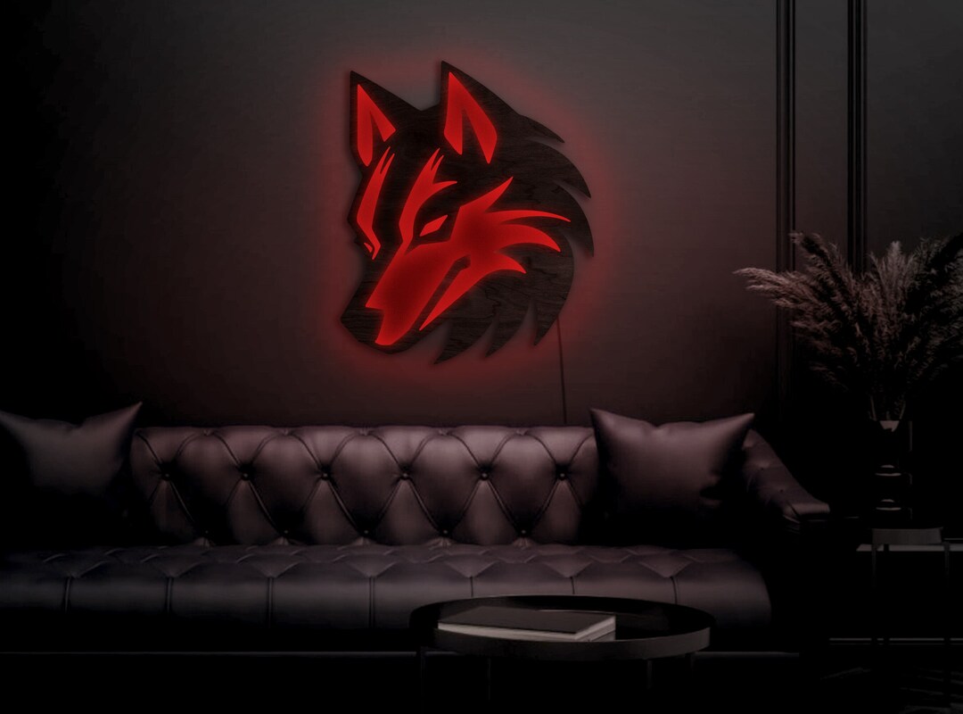 Wolf Neon Sign, Wolf Light Sign, Animal Neon Sign, Wood Wolf Sign, Wolf ...