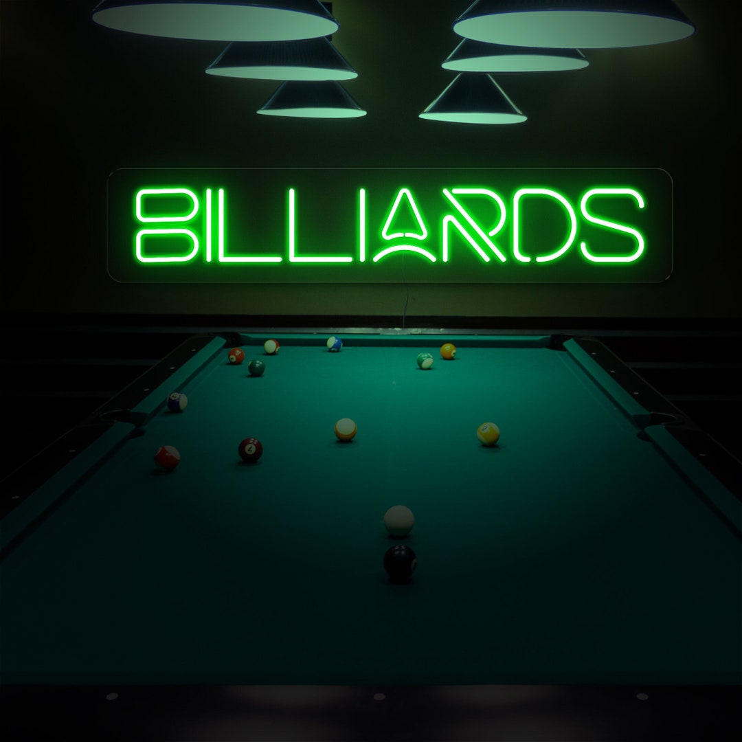 Billiards Neon Light Sign, Pool Room Neon Sign, Billiards Led Sign ...