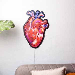 Human Heart Neon Sign, Anatomical Heart Light Sign, Colorful Heart Neon ...