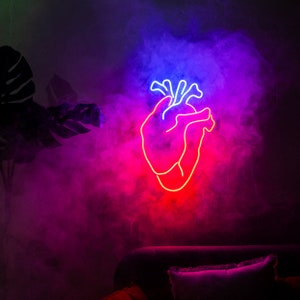 Human Heart Neon Sign, Anatomical Heart Light Sign, Colorful Heart Neon ...