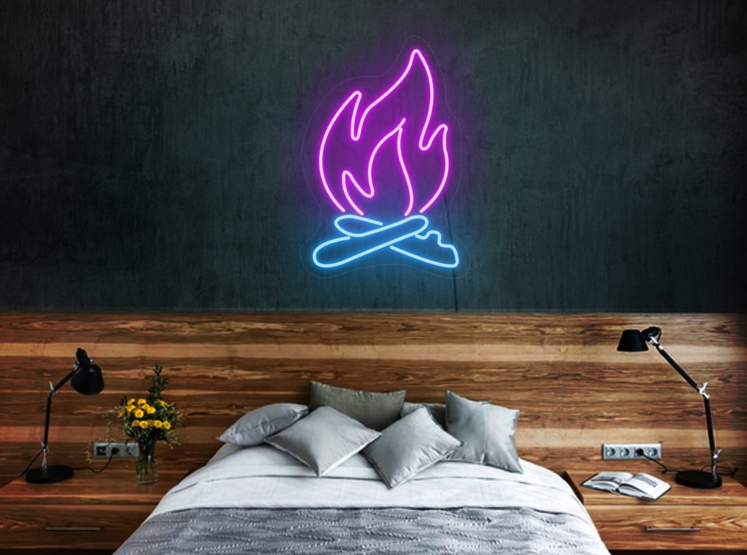 Bonfire Neon Sign, Fire Neon Sign, Fire Led Sign, Fire Led Light, Flame ...