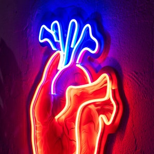Human Heart Neon Sign, Anatomical Heart Light Sign, Colorful Heart Neon ...