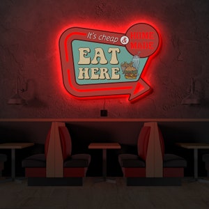 Eat Here Neon Sign, Bar Led Sign, Food Neon Sign, Kitchen Neon Sign ...