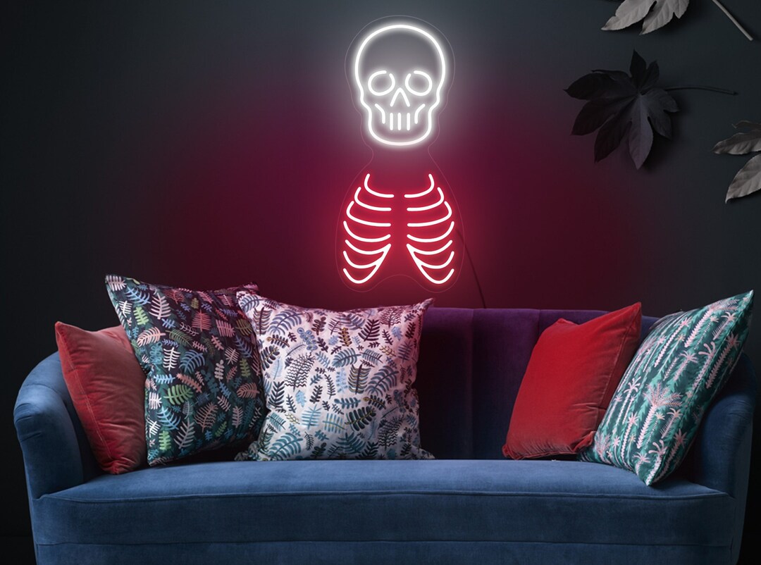 Skeleton Neon Sign Skeleton Led Light Skull Neon Sign - Etsy