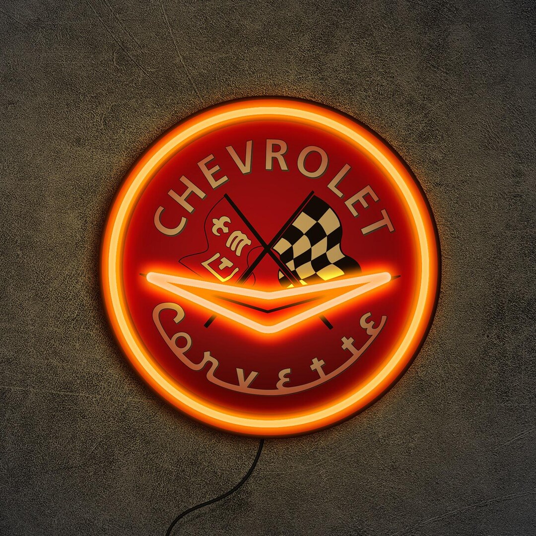 Chevrolet Neon Sign, Chevrolet Corvette Led Sign, Corvette Garage Sign ...
