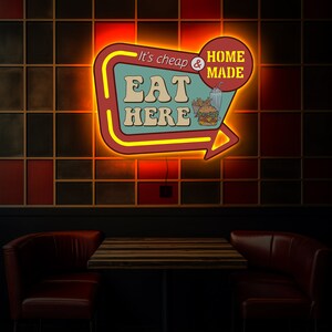 Eat Here Neon Sign, Bar Led Sign, Food Neon Sign, Kitchen Neon Sign ...